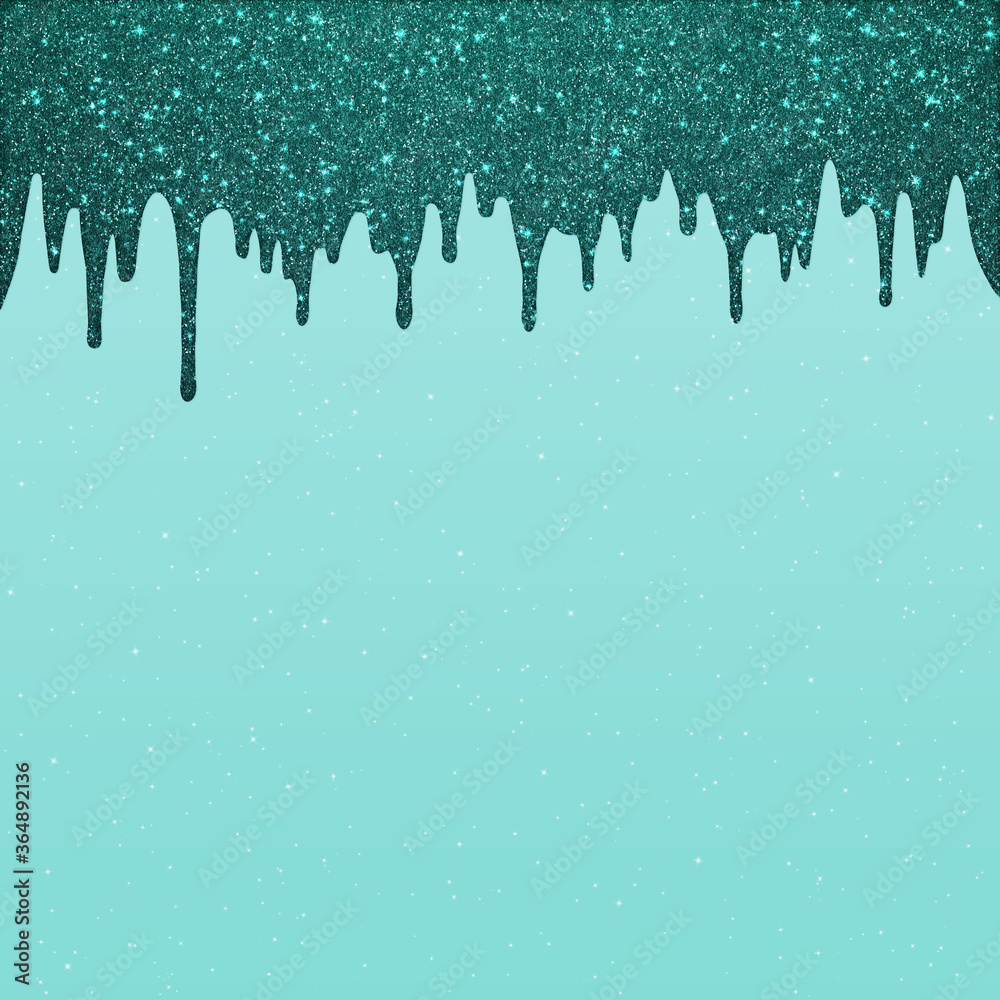 Dripping Teal Glitter Paint on light Gradient Glitter Background Stock ...