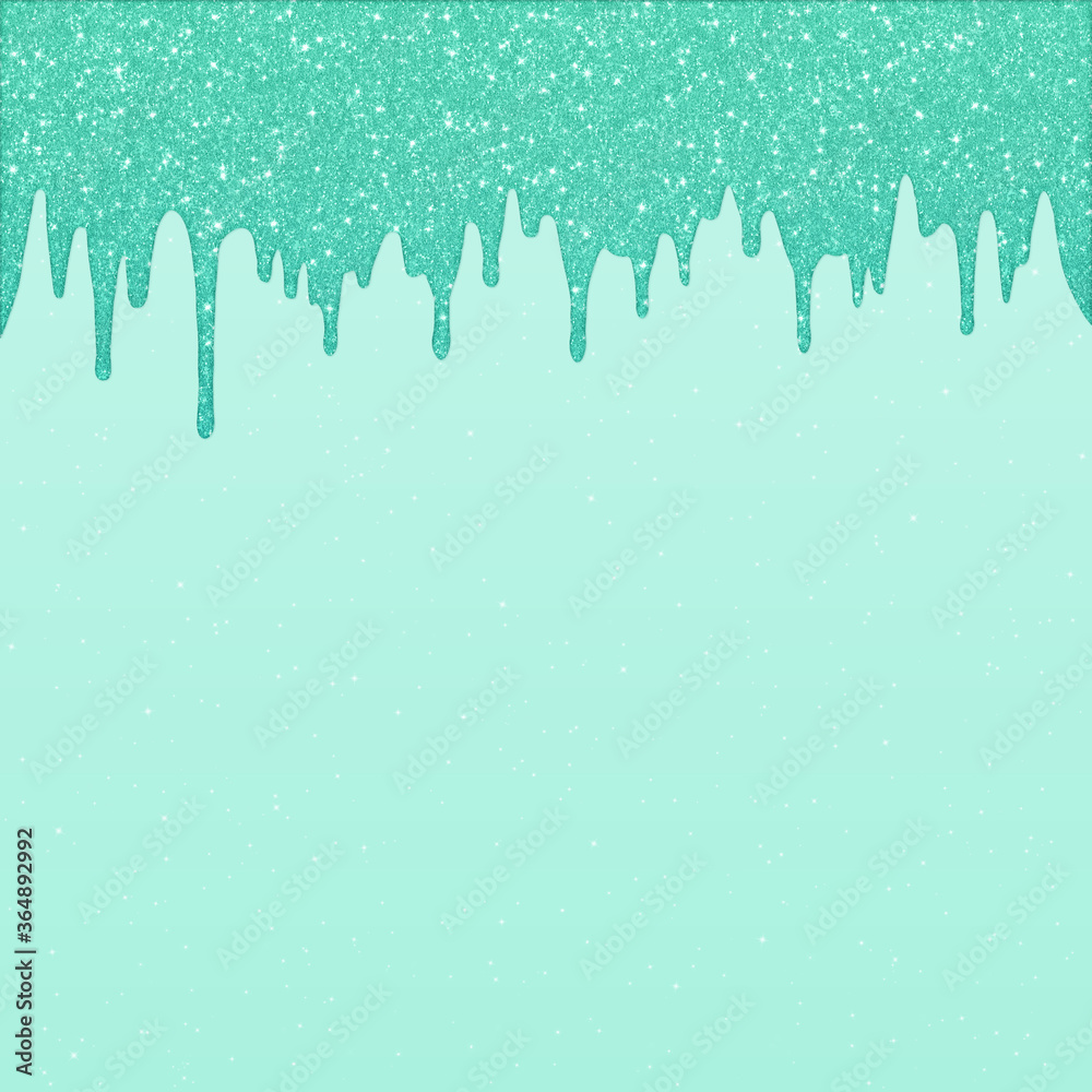 Dripping Teal Glitter Paint on light Gradient Glitter Background Stock ...