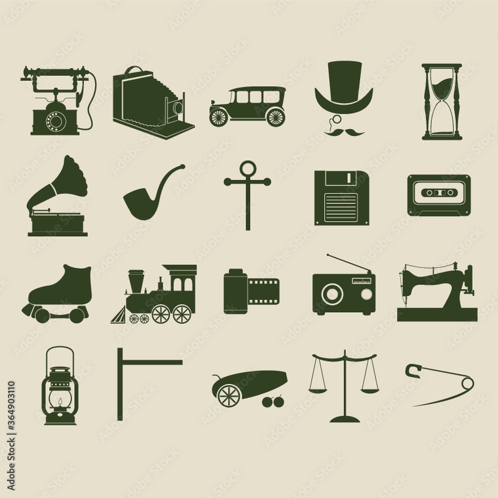 retro icons Stock Vector | Adobe Stock