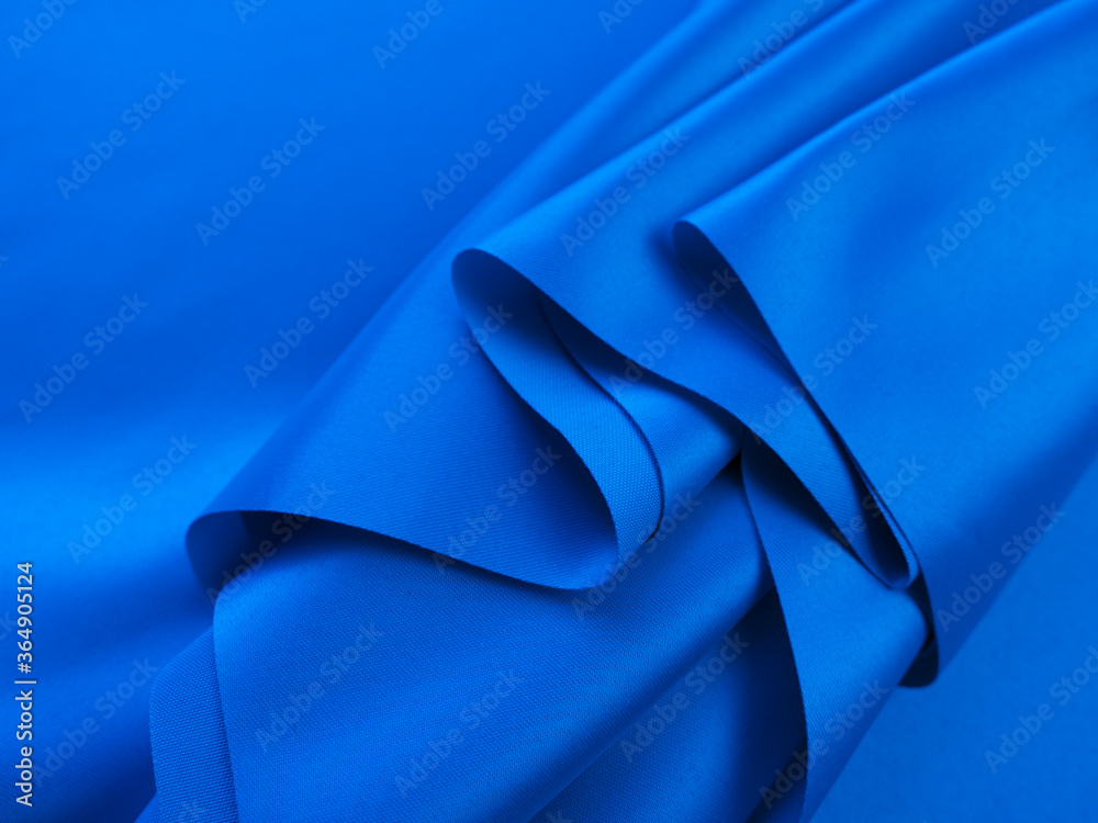 Beautiful elegant wavy classic blue satin silk luxury cloth fabric ...