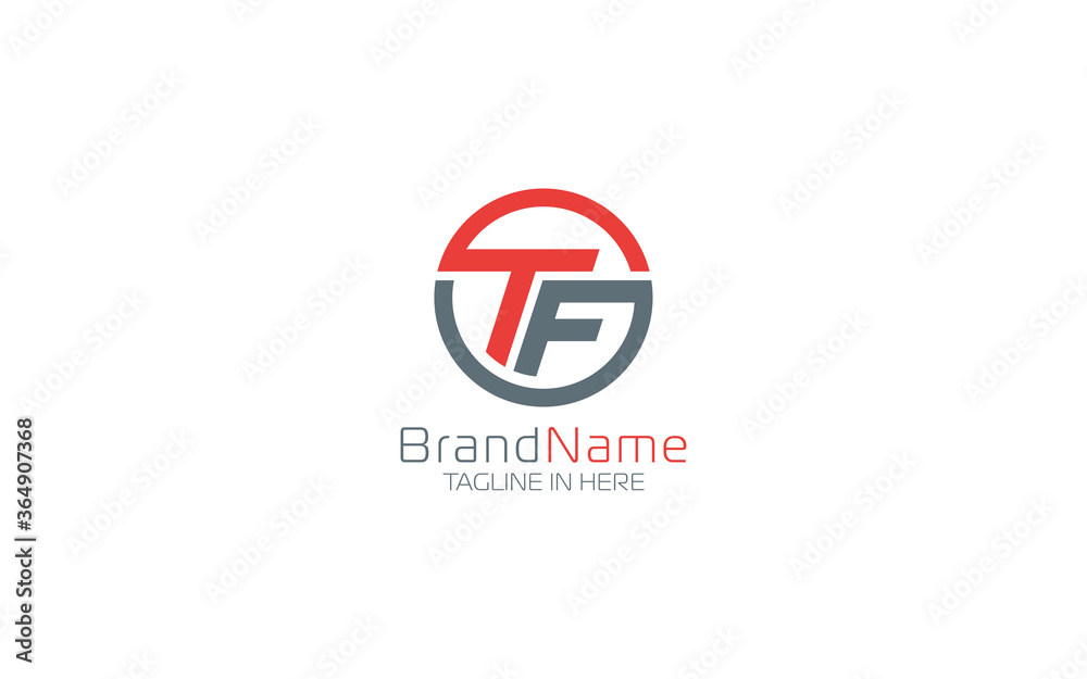 Letter T and F logo formed in circle symbol with simple and modern ...