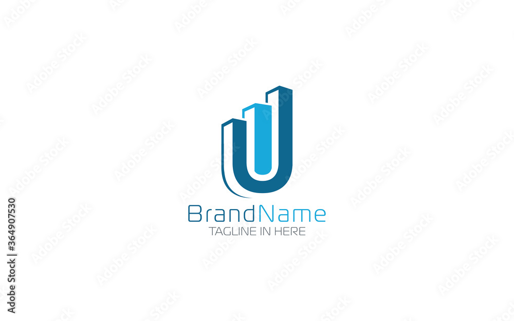 Letter U logo formed with financial chart symbol in minimalist and ...