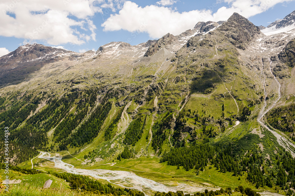 Val Roseg, Ova da Roseg, Rosegbach, Rosegtal, Hochtal, Wanderweg ...