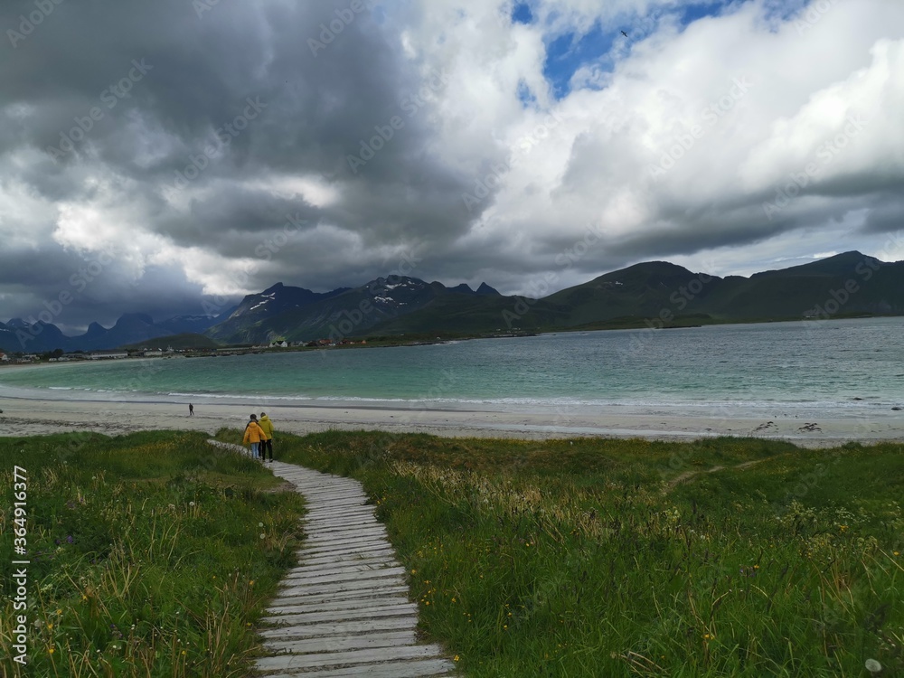 Lofoten Ramberg Beach Flakstad Scenic Northern Norway Stock Photo ...