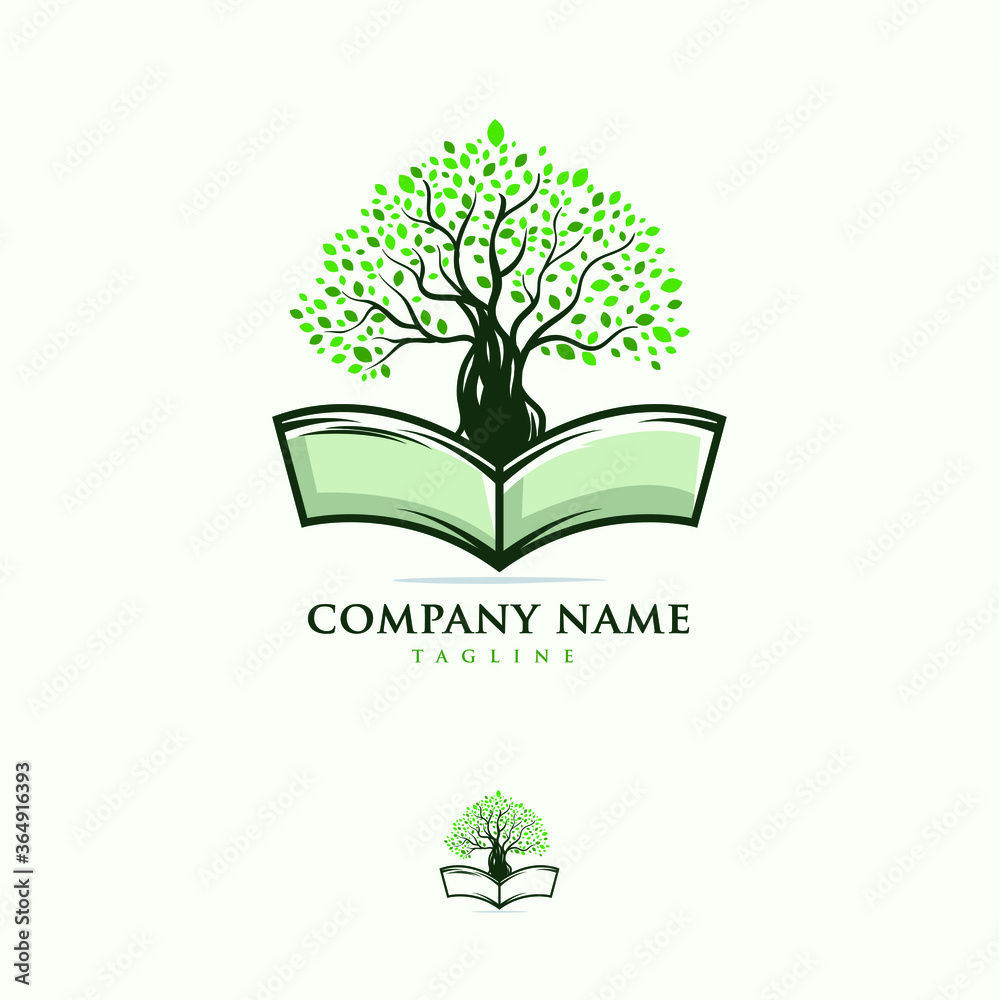 book and tree logo, illustration rooted tree, educational logo Stock ...