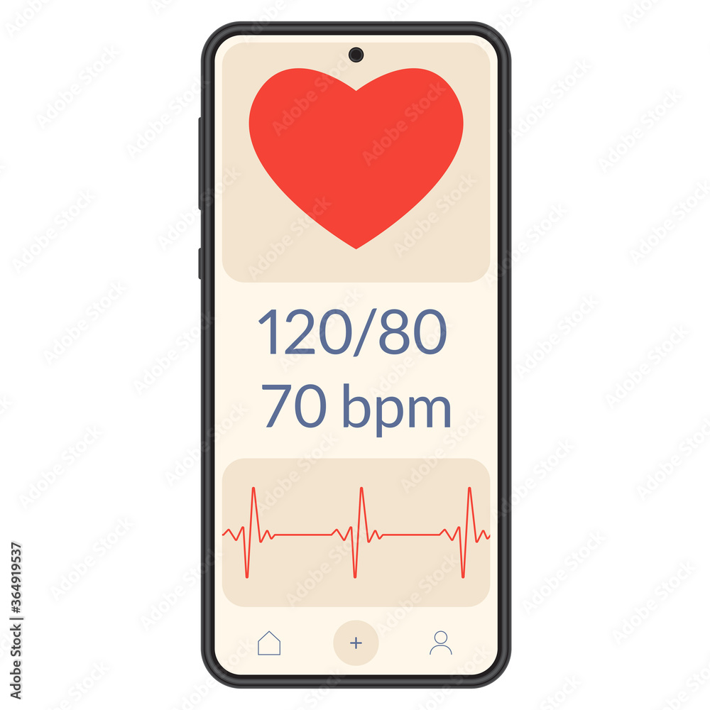 Smart phone with heartbeat or pulse tracker app and blood pressure ...