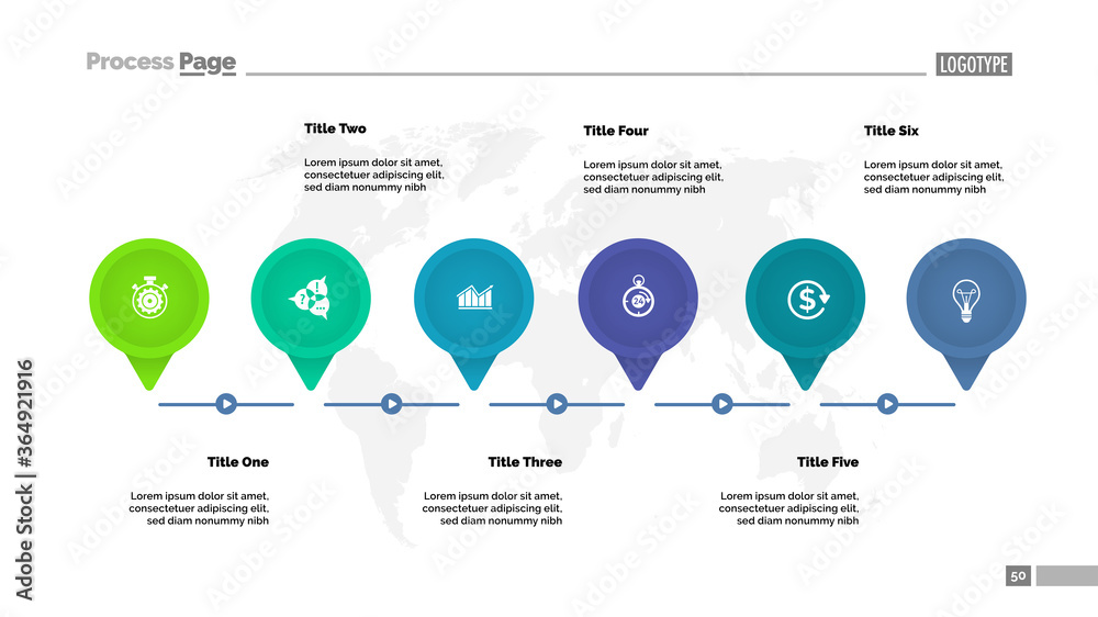 ภาพประกอบสต็อก Six main points diagram template. Business data. Graph ...
