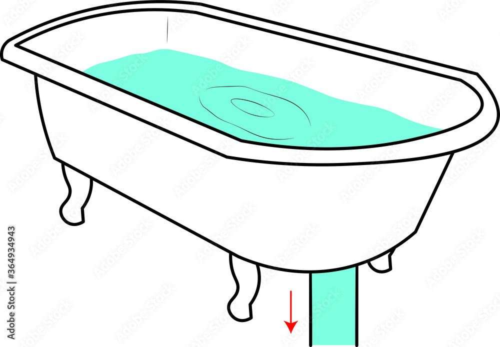 Sketch doodle art hand drawn Illustration of a bathtub water flow Stock ...