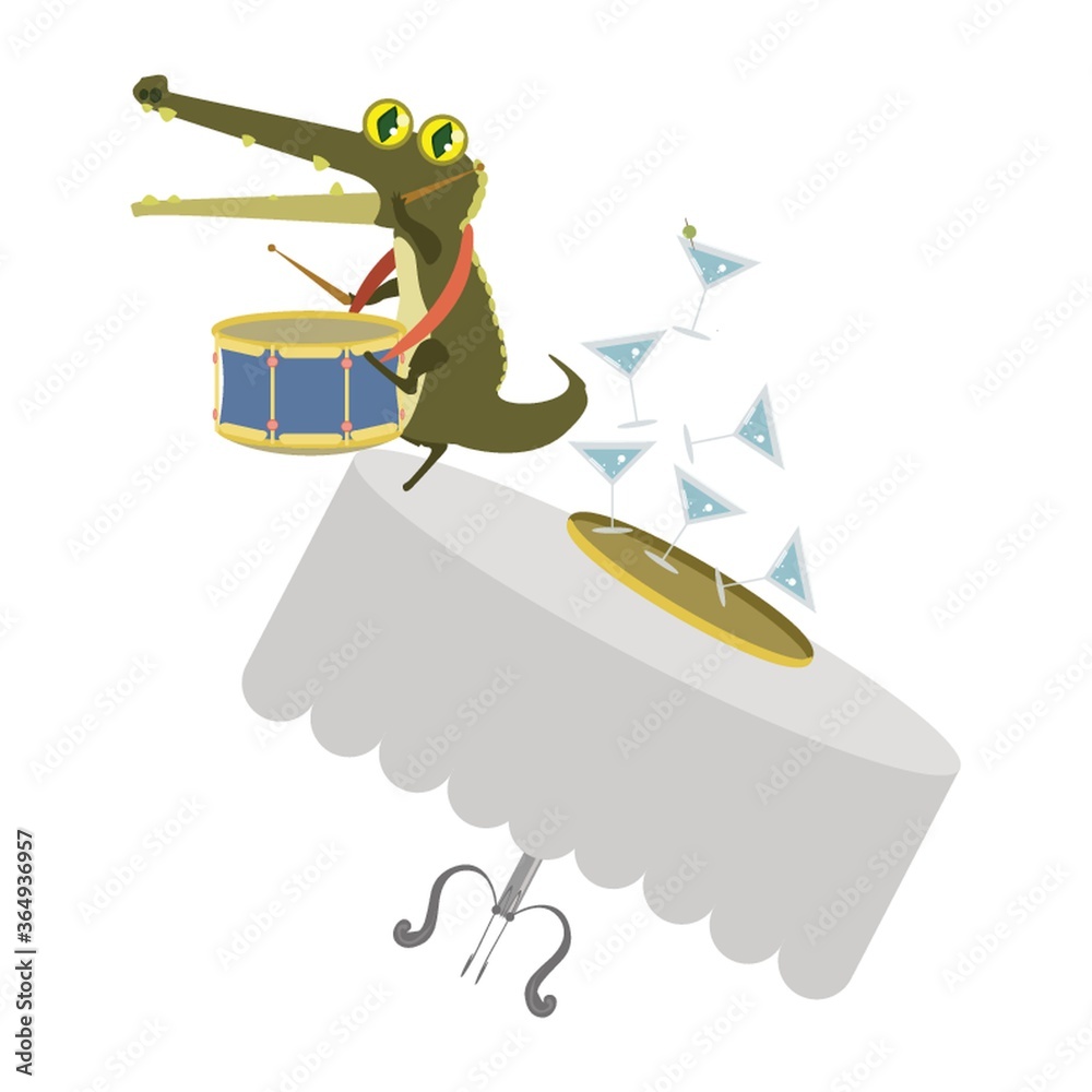 cartoon alligator playing drum Stock Vector | Adobe Stock