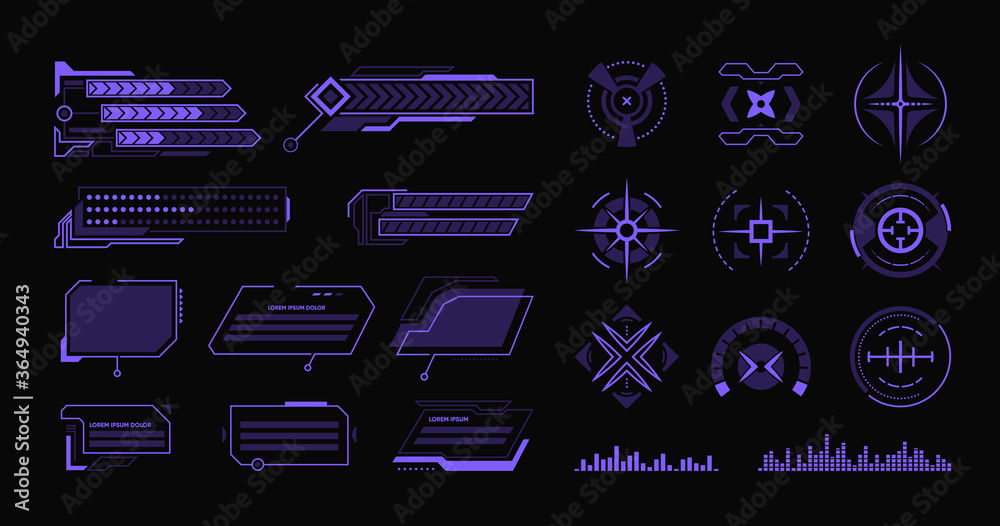Various modern hud flat elements set. Hologram dashboard and data ...