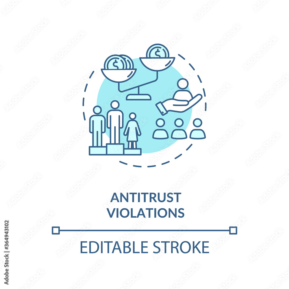 Antitrust violations concept icon. Anti competitive regulation ...