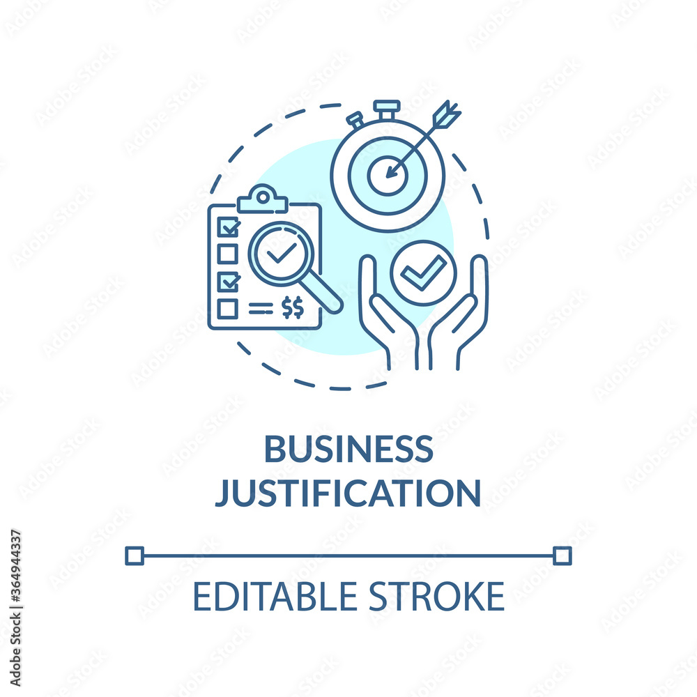 Business justification turquoise concept icon. Corporate plan for ...
