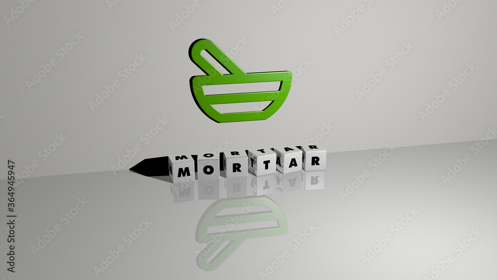 3D graphical image of mortar vertically along with text built by ...