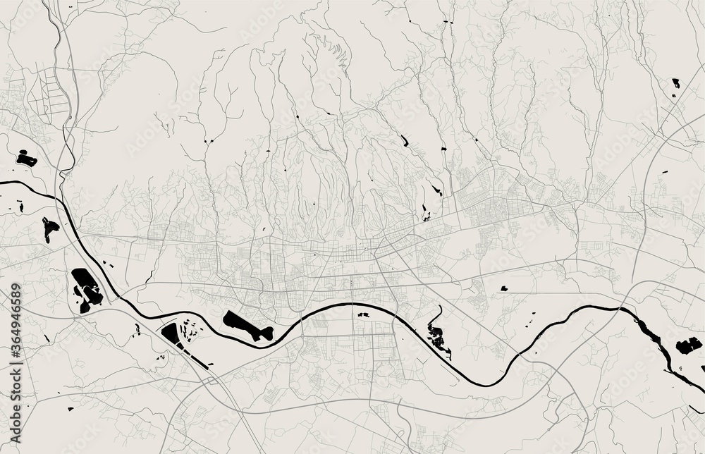 Zagreb map. Zagreb city map poster. Map of Zagreb street, urban area ...