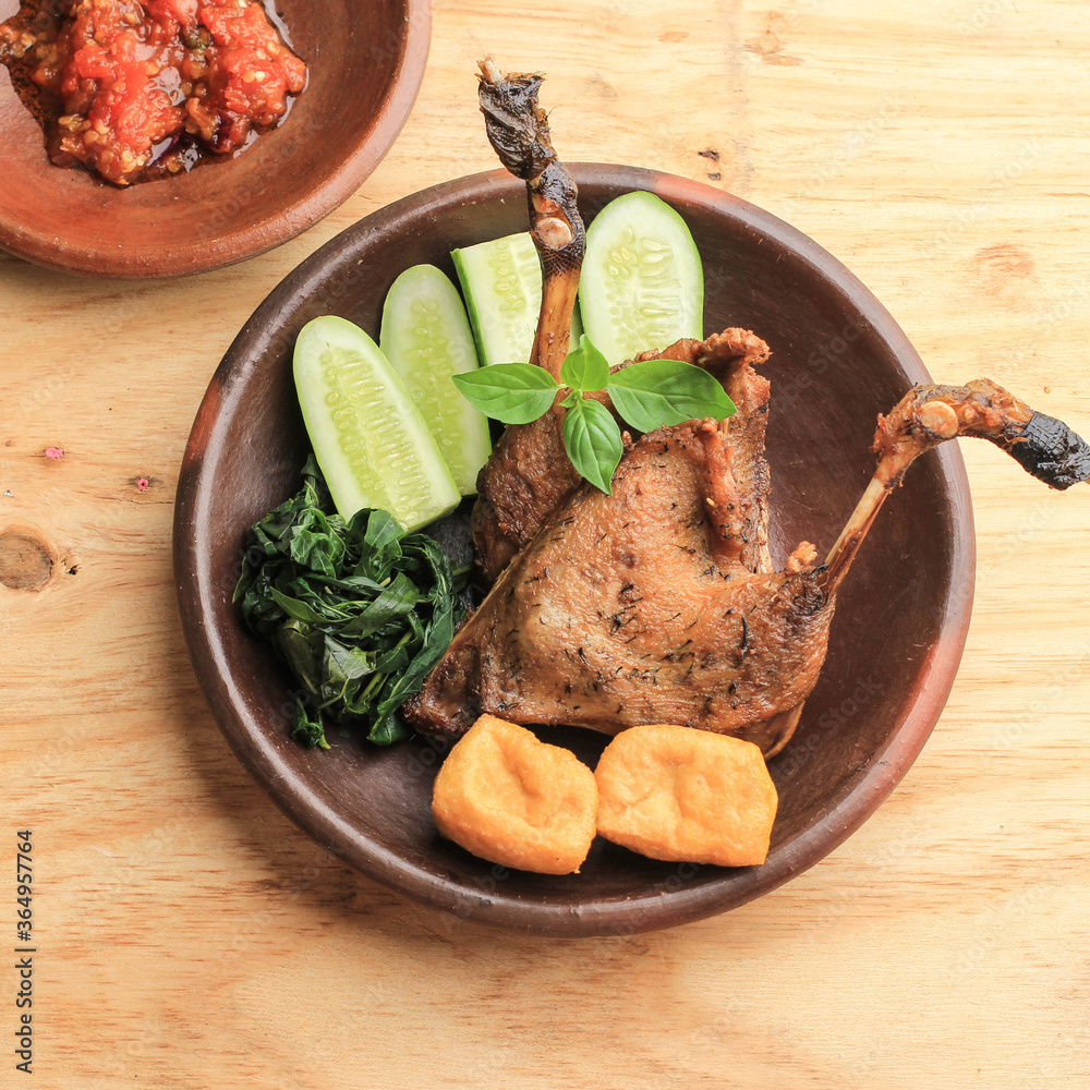 Bebek Goreng, Traditional Fried Duck Menu in Indonesian. Popular Menu ...