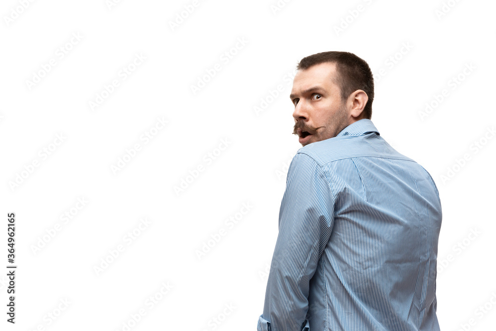 Mad surprised. Young man with funny, unusual popular emotions and ...
