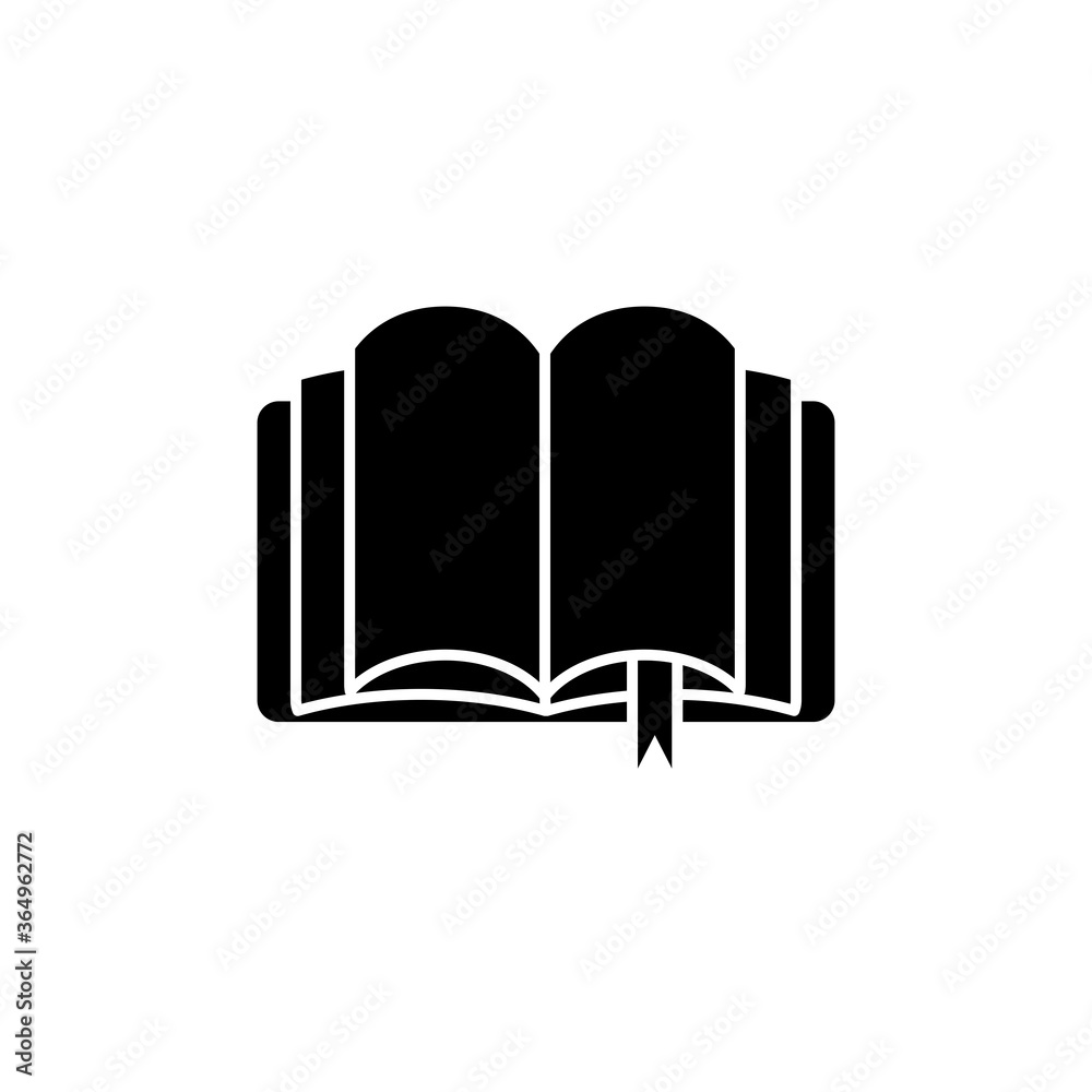 Open book logo icon black siluet. Sign design, pictogram isolated on ...