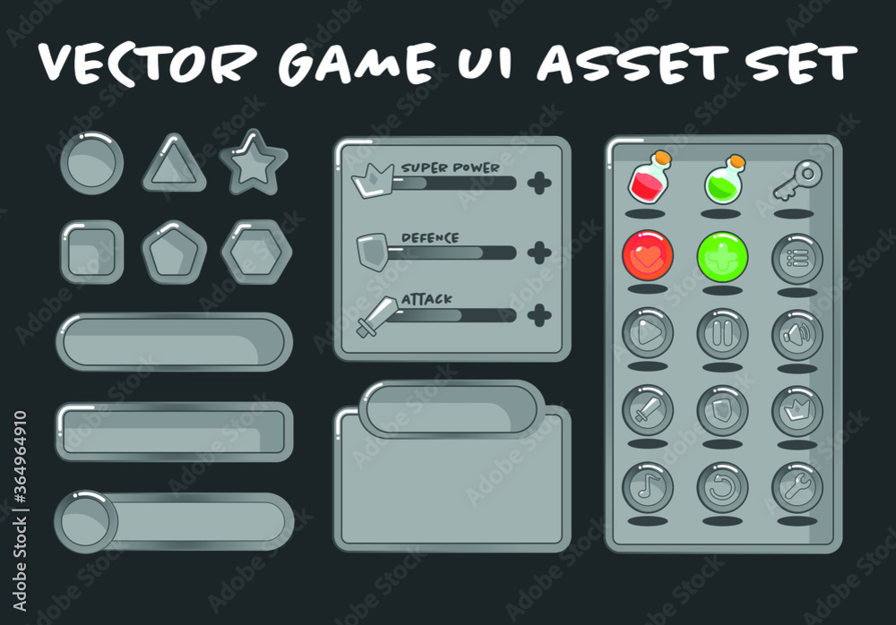 Vector Game UI Asset set Stock Vector | Adobe Stock
