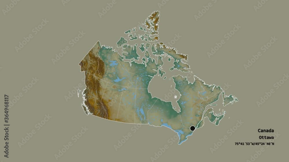 Yukon, territory of Canada, with its capital, localized, outlined and zoomed with informative ...