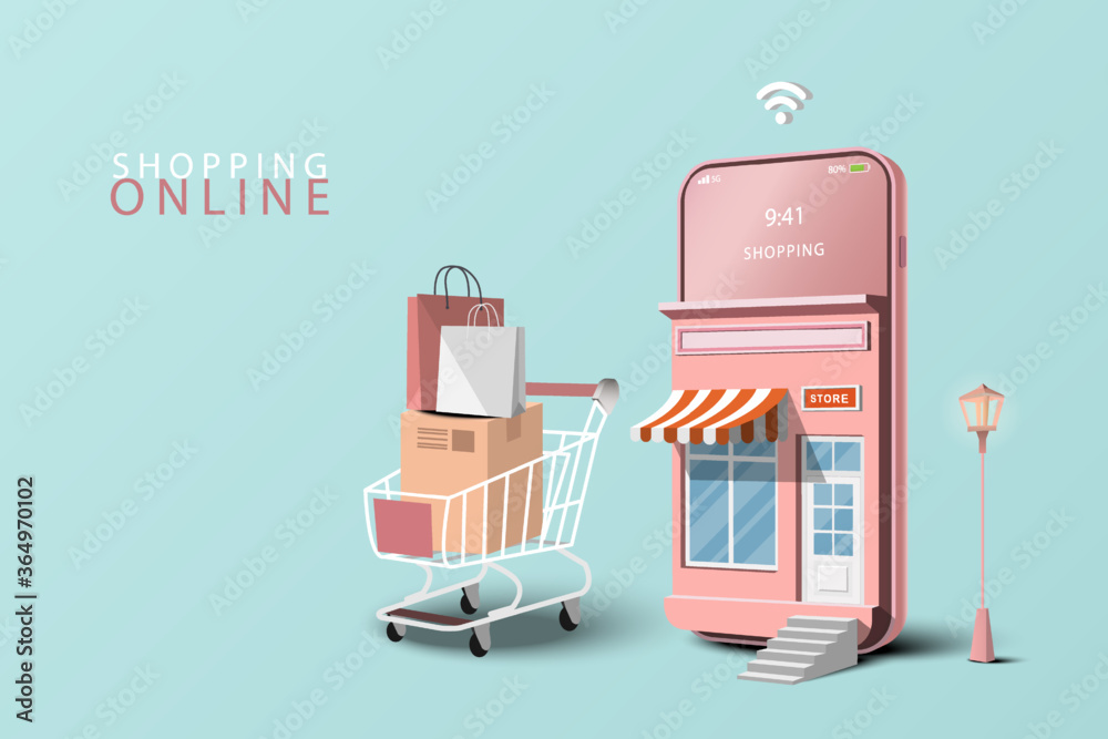 Shopping Online on Mobile Application Concept Marketing and Digital ...