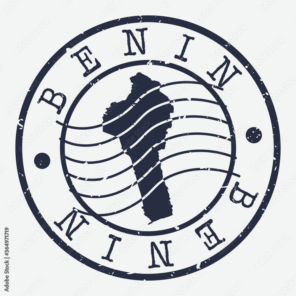 Benin Stamp Postal. Map Silhouette Seal. Passport Round Design. Vector ...