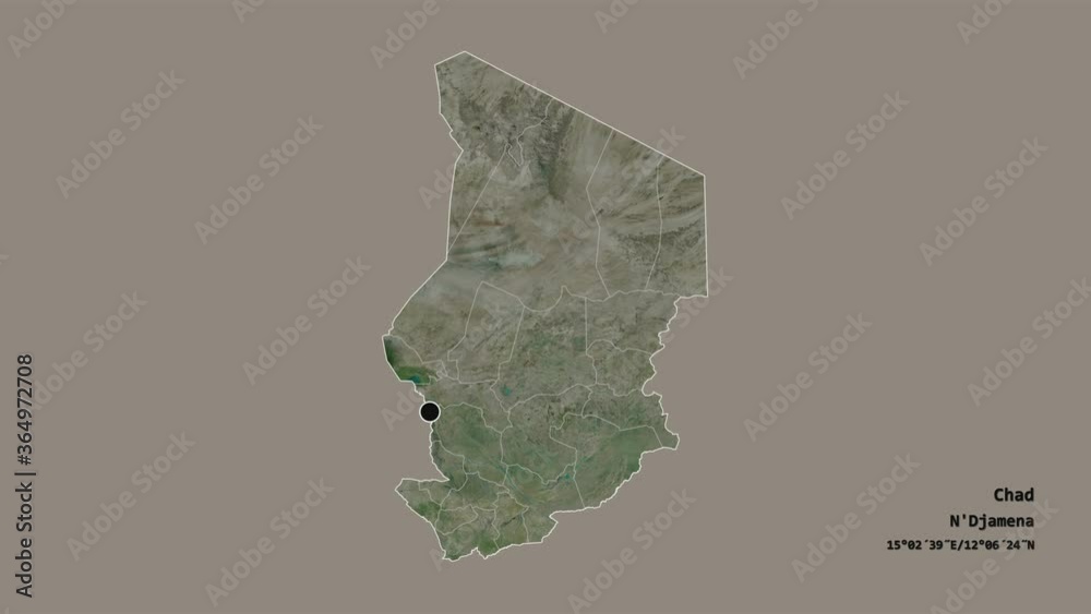 Kanem, region of Chad, with its capital, localized, outlined and zoomed ...
