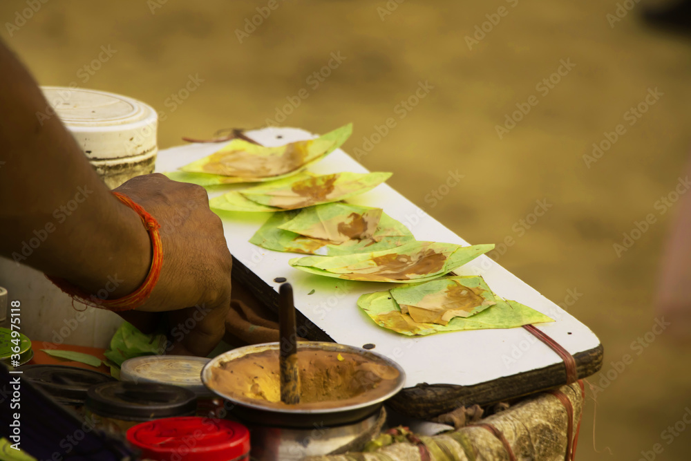 Paan is an Indian mouth freshener prepared with betel leaf Stock Photo ...