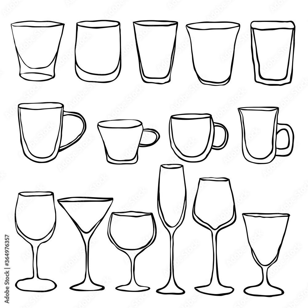 simple isolated colorful childish hand drawn glass line art for ...
