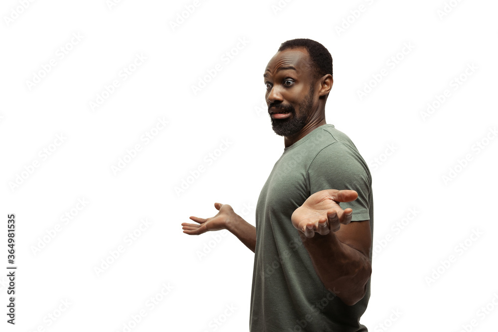 Whatever. Young african-american man with funny, unusual popular ...
