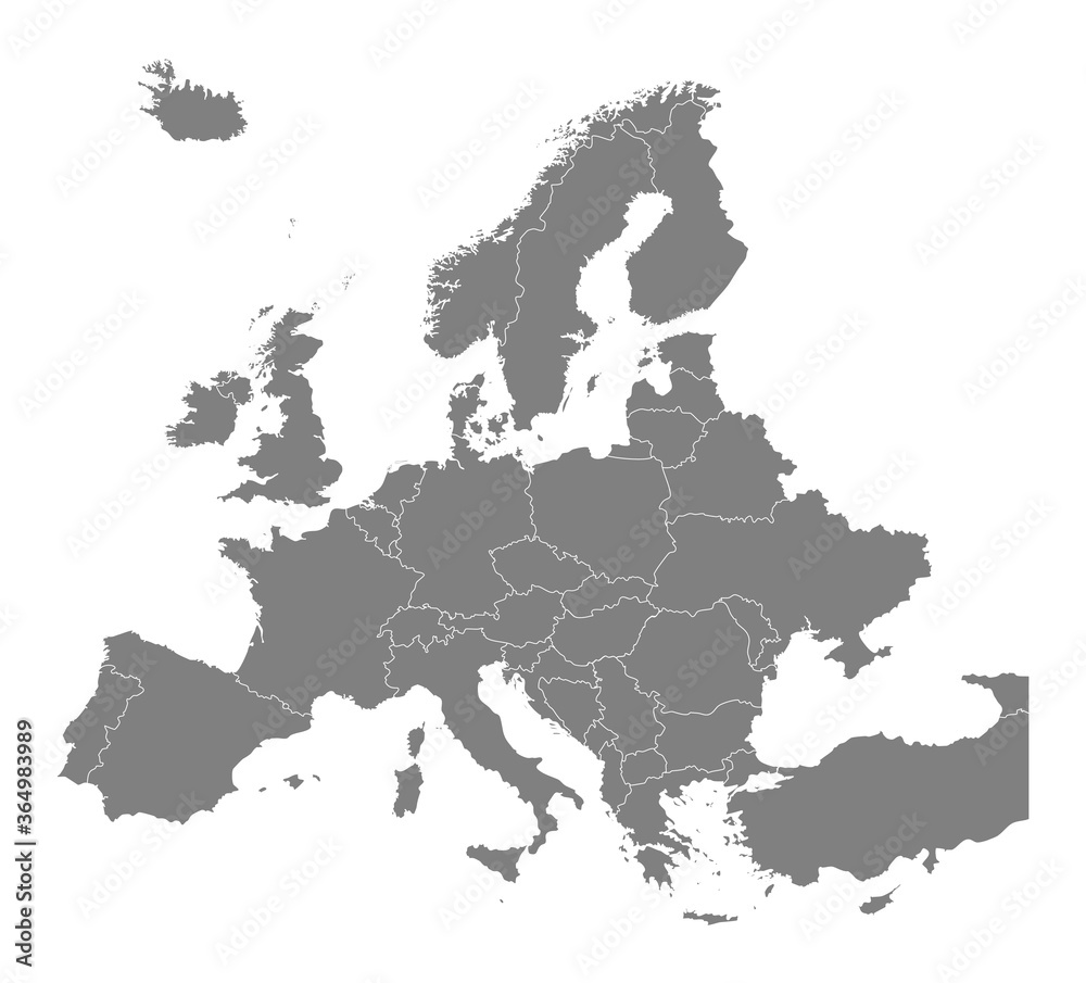 Europe map with country borders. Vector illustration isolated on white ...