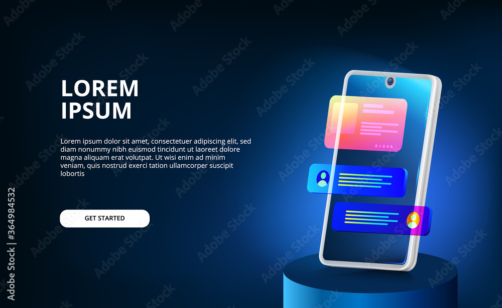 3D modern neon color gradient display screen smartphone ui design ...
