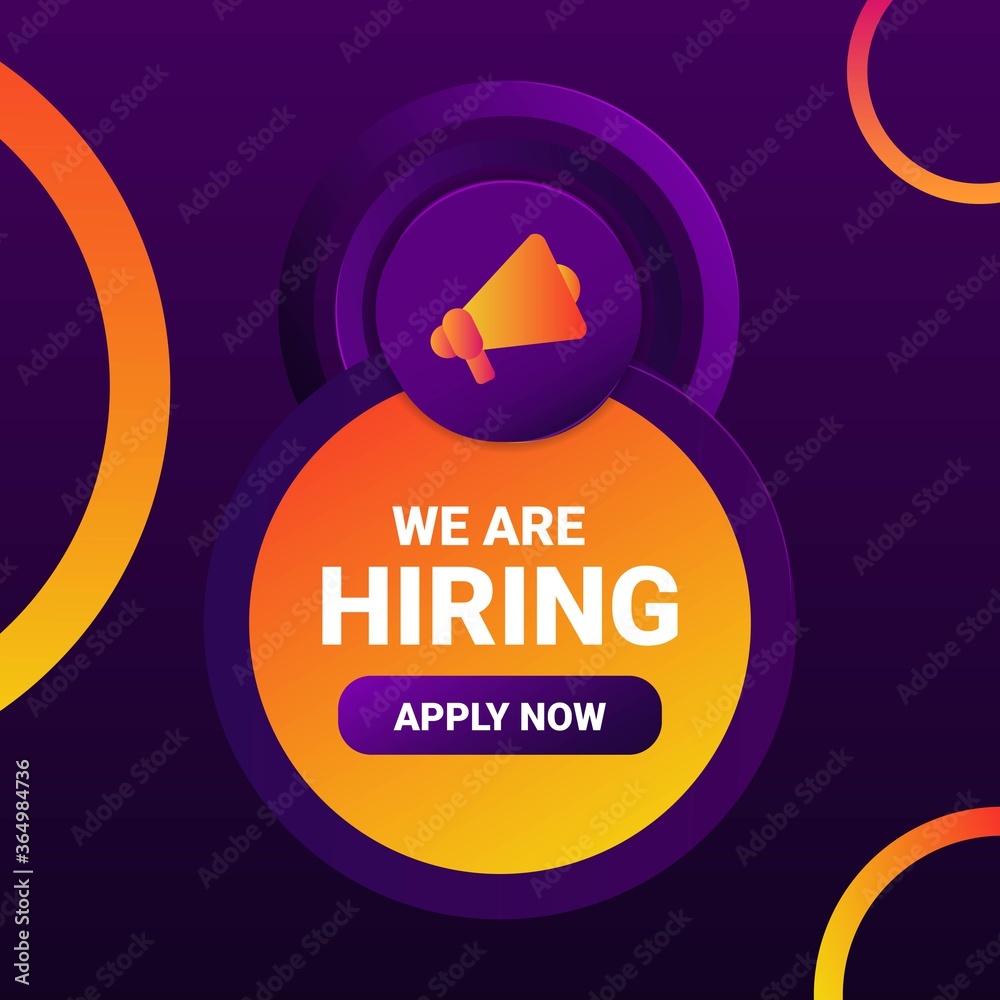 We are hiring banner, Job recruitment with megaphone advertising poster ...