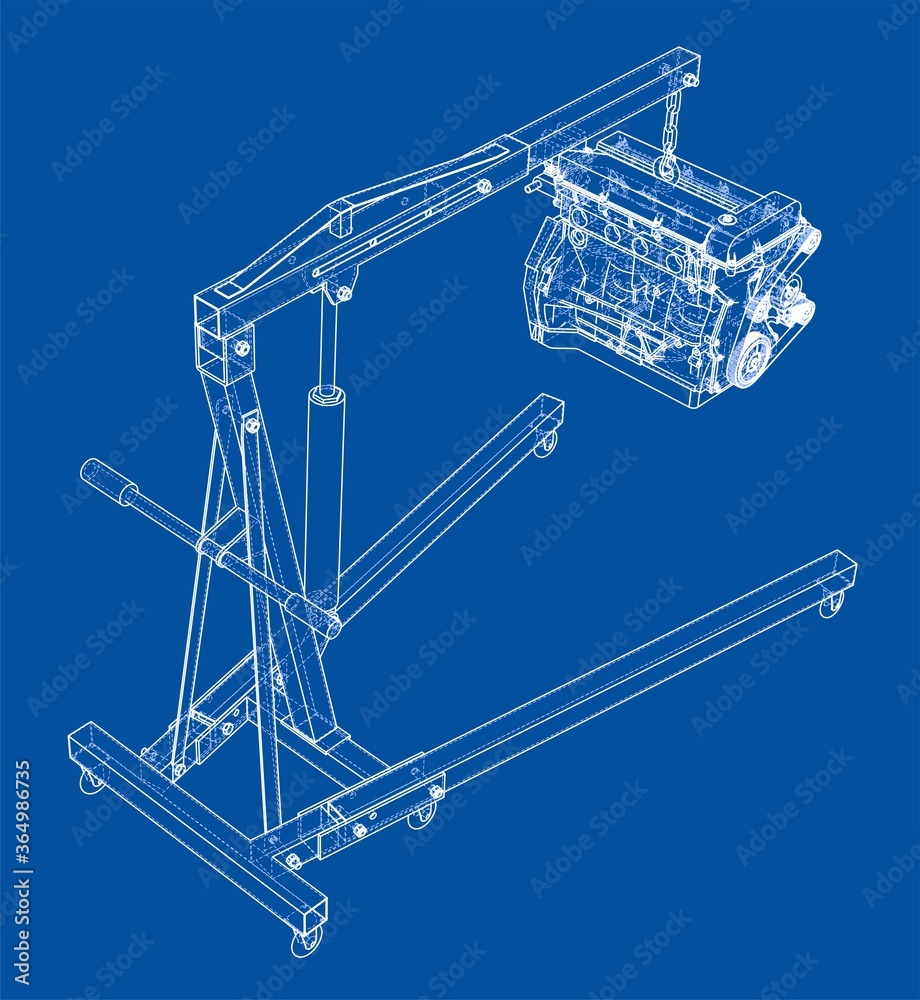 Engine hoist with engine outline Stock Illustration | Adobe Stock