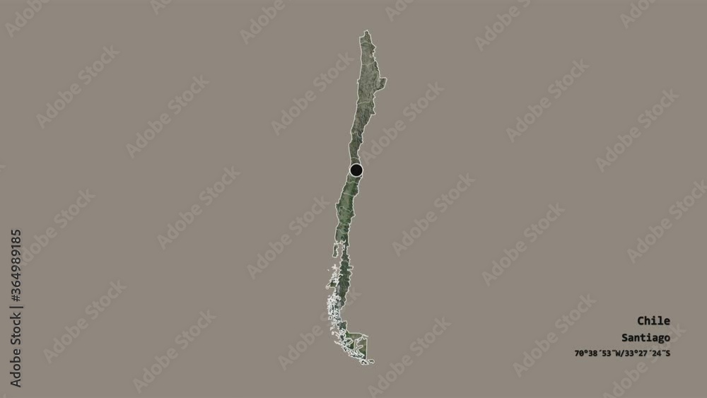 Los Ríos, region of Chile, with its capital, localized, outlined and ...