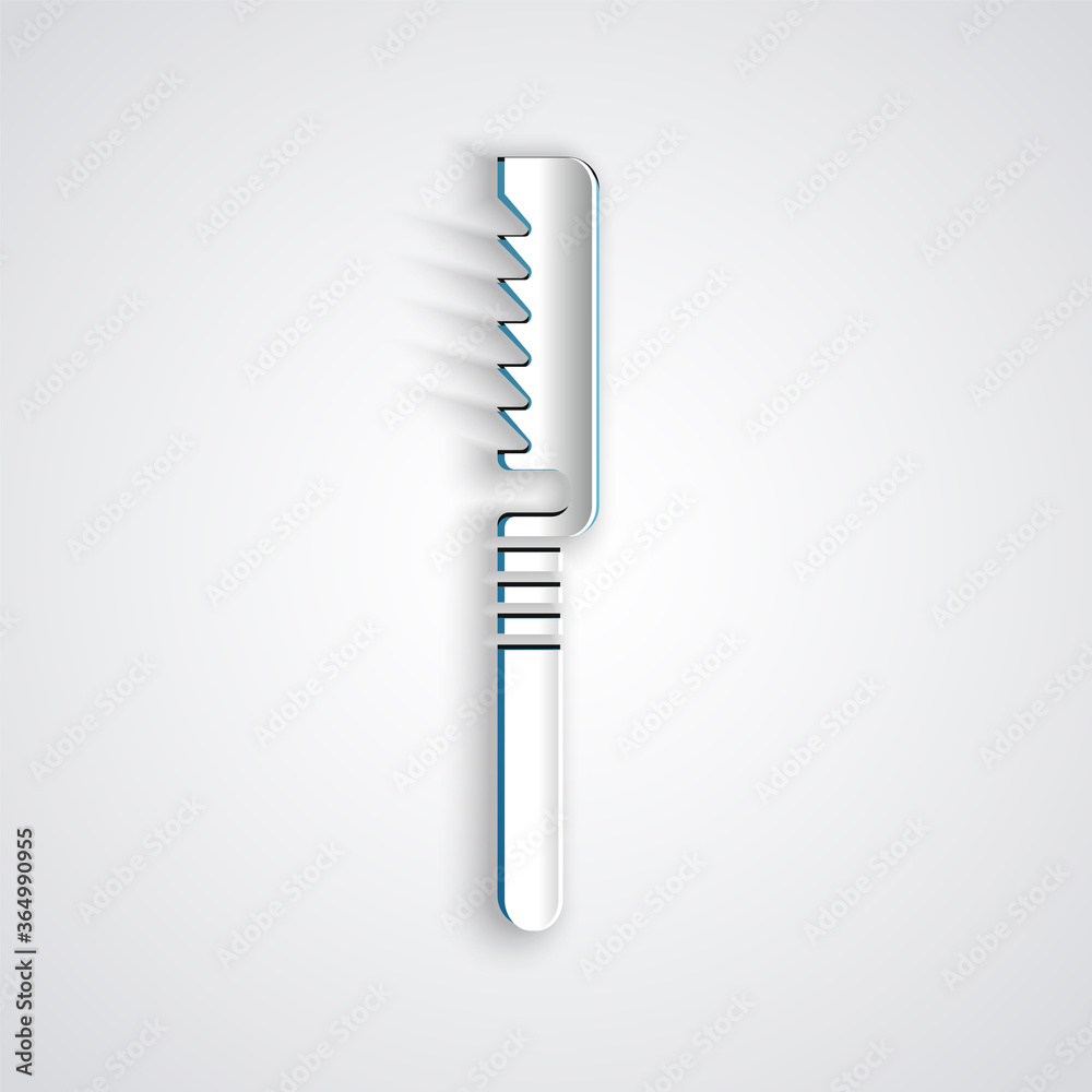 Paper cut Medical saw icon isolated on grey background. Surgical saw ...