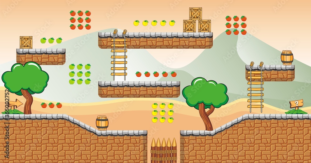 Tileset Platform for creating Game, A set of layered vector game asset ...