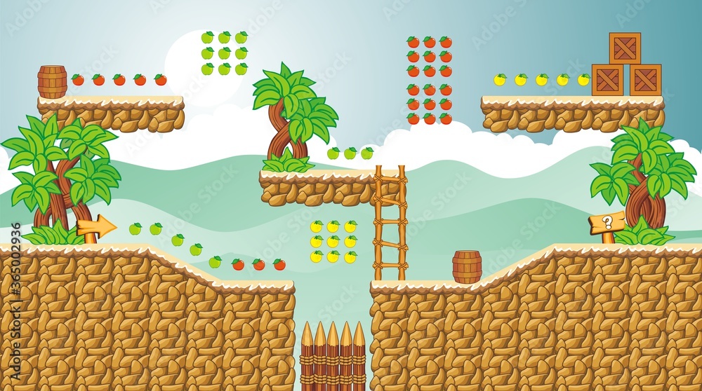 Tileset Platform for creating Game, A set of layered vector game asset ...