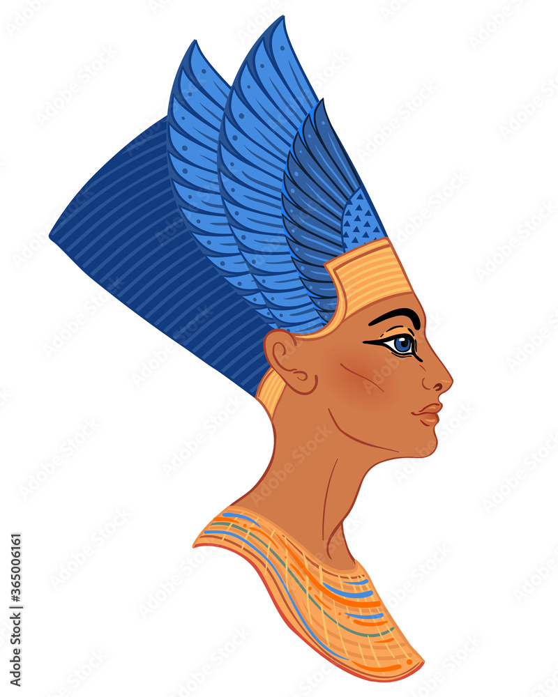Egyptian Queen Nefertiti Isolated On White Background Great Royal Wife
