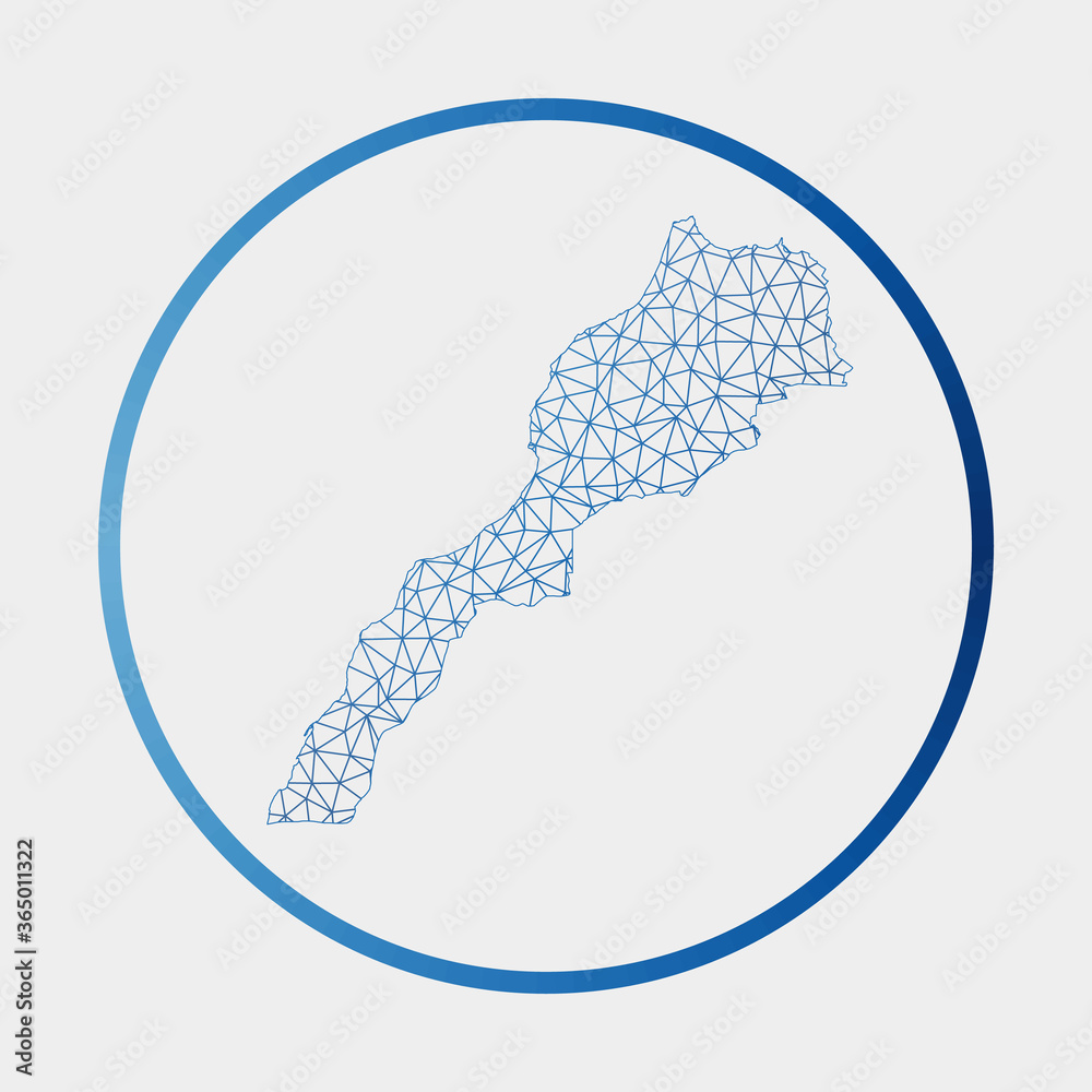 Morocco icon. Network map of the country. Round Morocco sign with ...