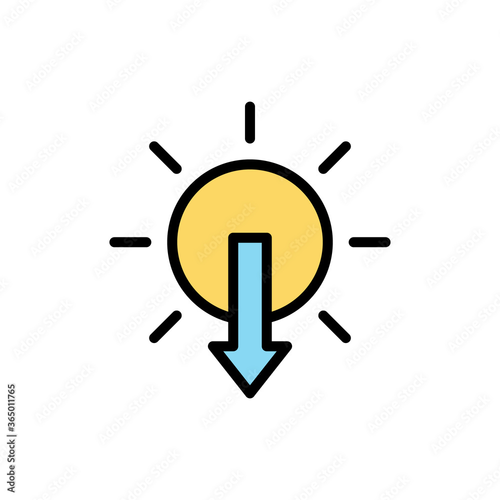 Sun, arrow, sunset icon. Simple color with outline vector elements of ...