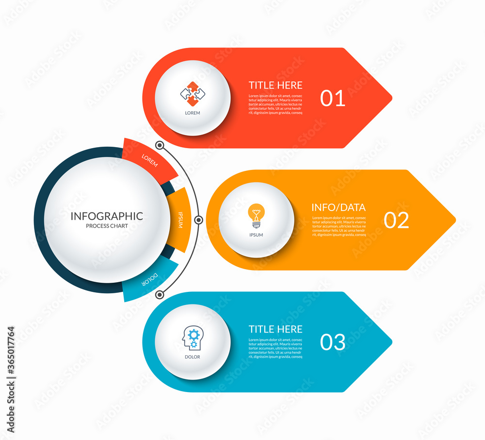 Infographic template with a circle and 3 arrows. Can be used for ...