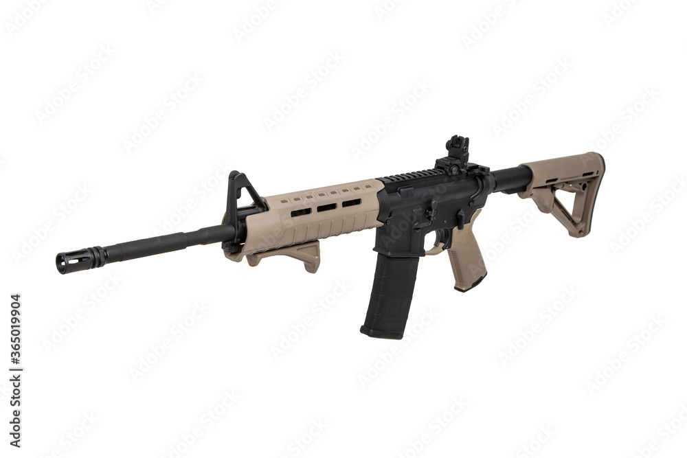 Foto de Modern automatic rifle isolated on white. Weapons for police ...