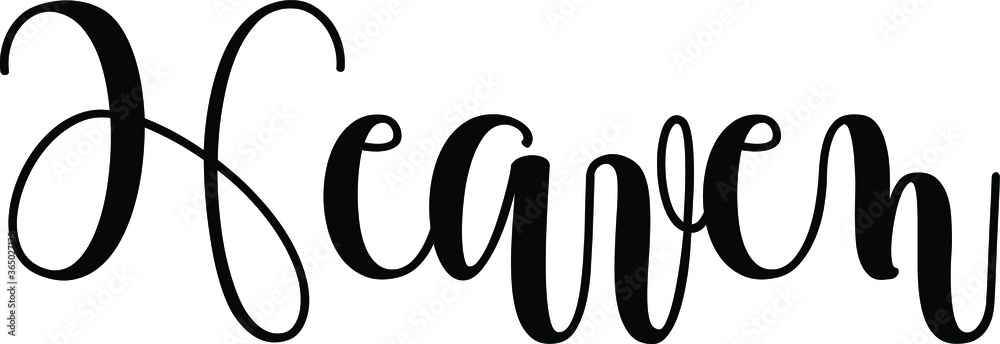 Heaven Handwritten Font Calligraphy Black Color Text on White ...