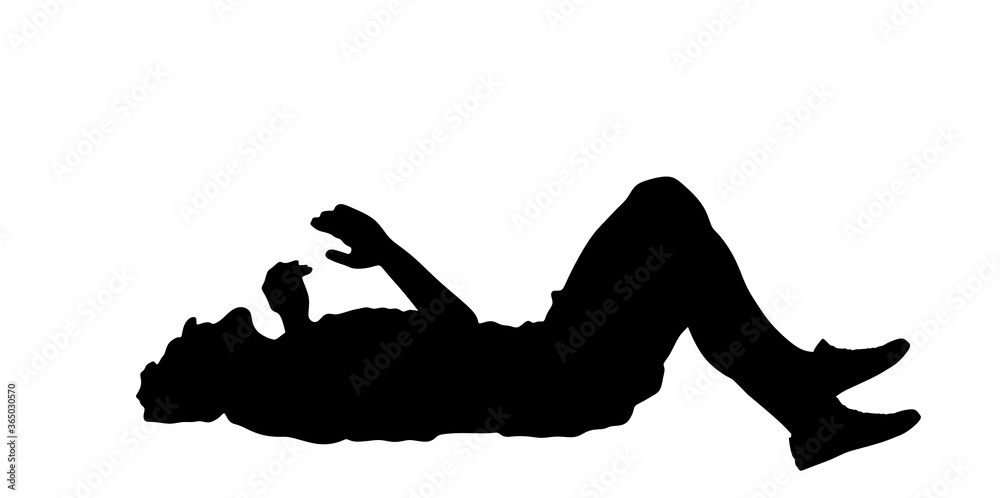 Man with injured leg lying down on the ground vector silhouette ... Man with injured leg lying down on the ground vector silhouette ...