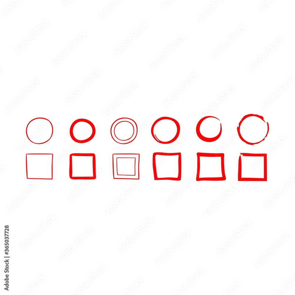 Set Hand Drawn Check Mark Tick And Cross Brush Signs Checkmark Ok And X Icons Symbols Yes And