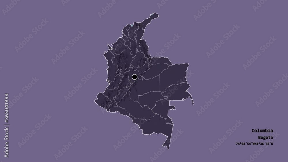 Chocó, department of Colombia, with its capital, localized, outlined ...