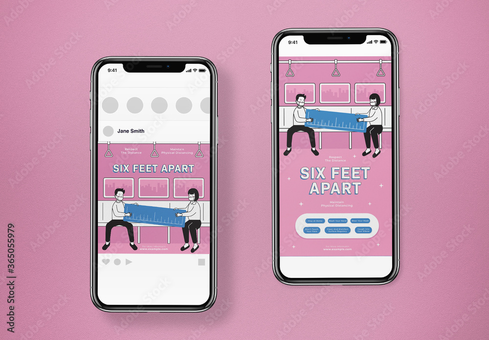 Respect the Distance Social Media Layout Stock Template | Adobe Stock