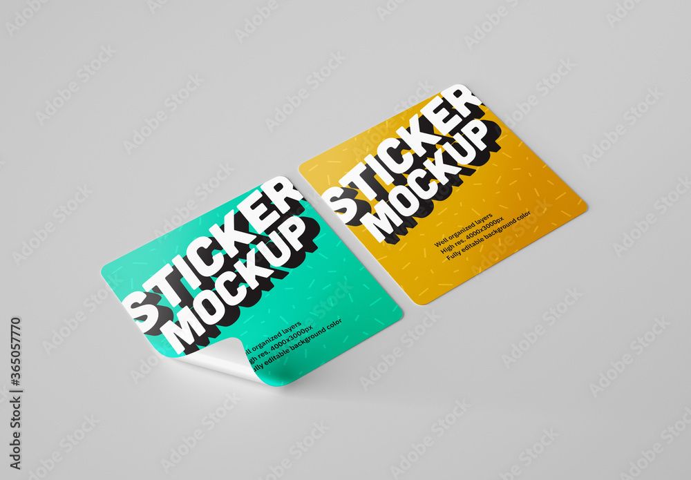 Square Sticker Mockup Stock Template | Adobe Stock