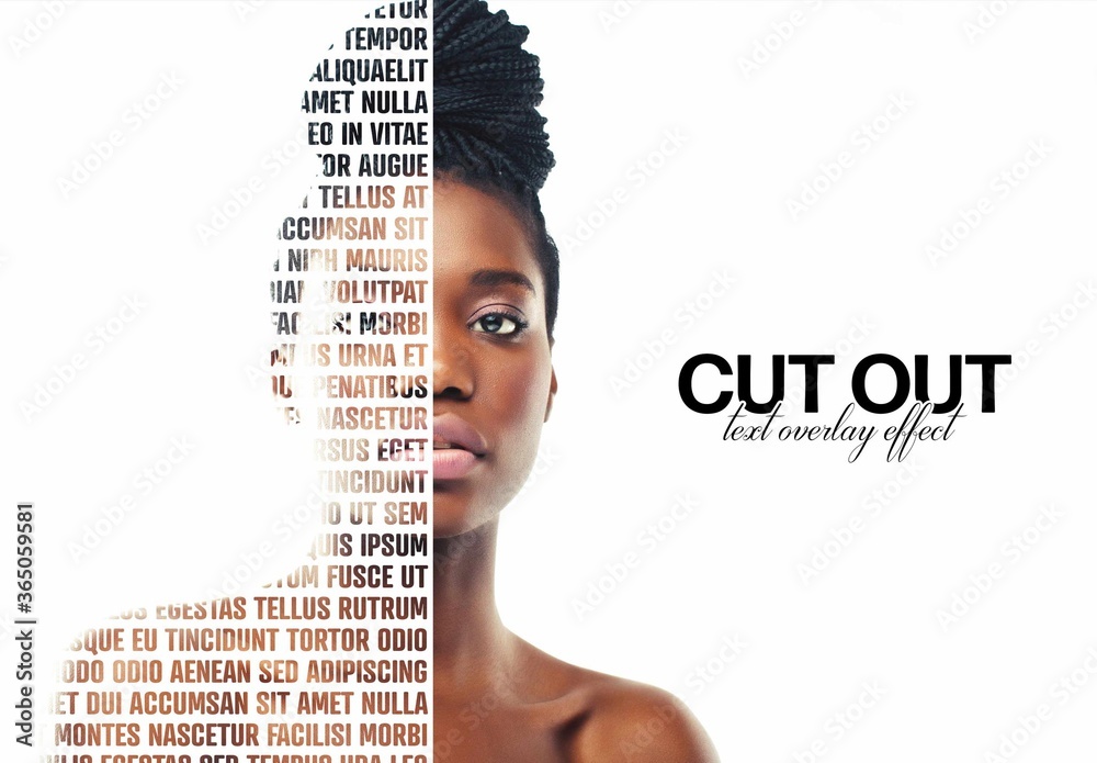 Cut Out Portrait Text Overlay Effect Mockup Stock Template Adobe Stock