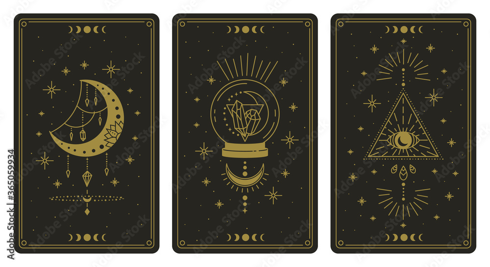 Magical tarot cards. Magic occult tarot cards, esoteric boho spiritual ...